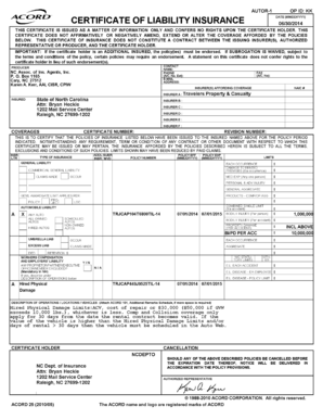 Fillable Online Auto Liability Certificate Fax Email Print - pdfFiller