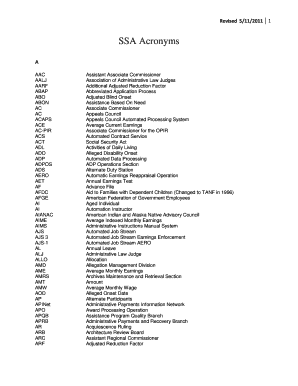Fillable Online usor utah SSA Acronyms (Printable WORD document) Fax ...