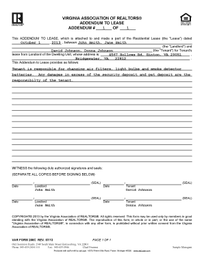 Fillable Online Sample Addendum to Lease Fax Email Print - pdfFiller