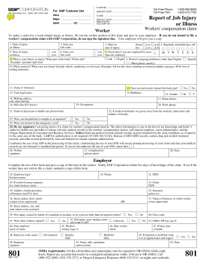 Fillable Online Report of Job Injury or Illness, Workers' Compensation ...