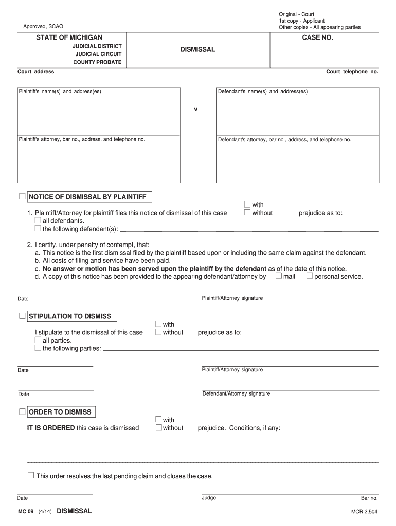 2014 Form MI MC 09 Fill Online Printable Fillable Blank PdfFiller