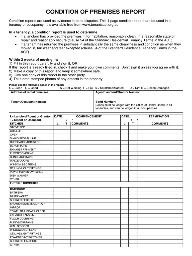 Fillable Online Condition Report Fax Email Print - pdfFiller