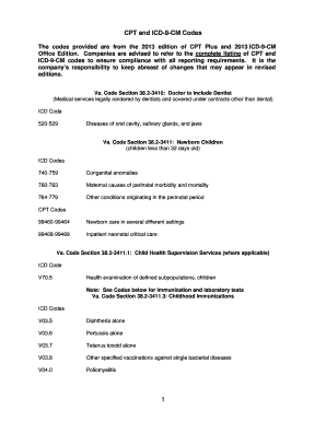 Fillable Online scc virginia 1 CPT and ICD-9-CM Codes - scc virginia ...