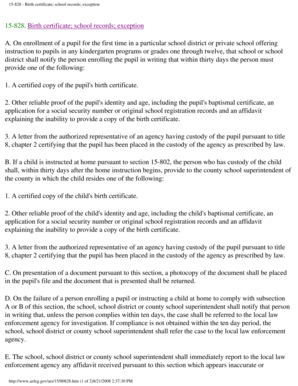 Fillable Online azed ARS 15-828 Birth Certificate; school records ...