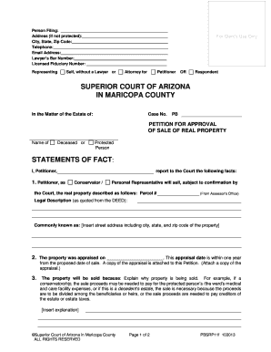 Fillable Online superiorcourt maricopa SALE OF REAL PROPERTY Fax Email ...