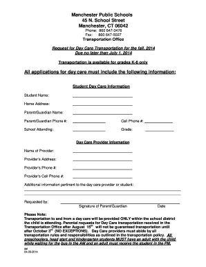 Fillable Online Application for day-care Fax Email Print - pdfFiller