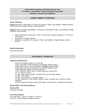 Fillable Online fsims faa 3.2.2 Flight / Load Manifest / Weight and ...