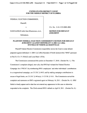 Fillable Online fec Plaintiff's Motion for Default Judgment Fax Email Print - pdfFiller