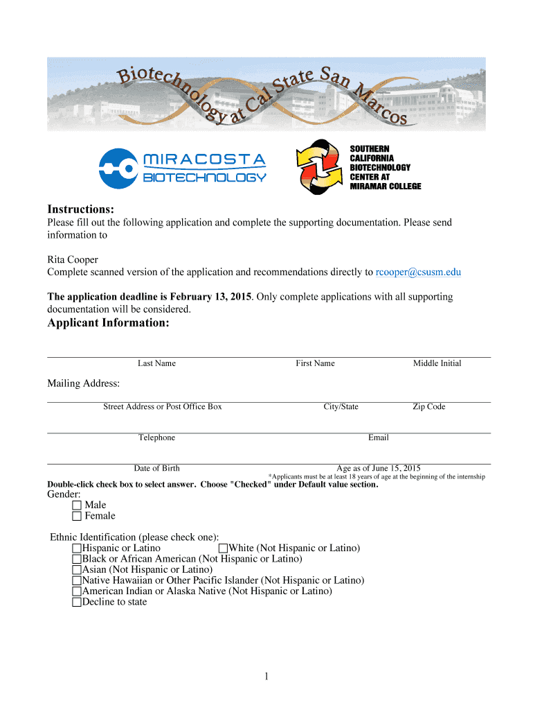 Fillable Online csusm stemcellapplication2015.doc - csusm Fax Email Print - pdfFiller