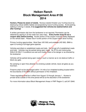 Fillable Online fwp mt Heiken Ranch Block Management Area #156 2014 ...