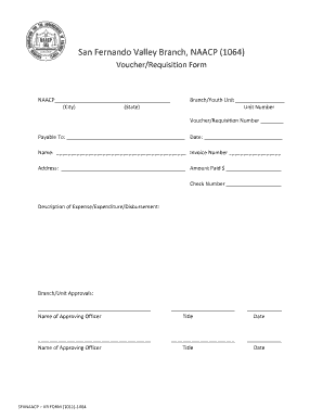 Fillable Online sfvnaacp SFVNAACP Branch 1064 Requistion Form. Approved ...