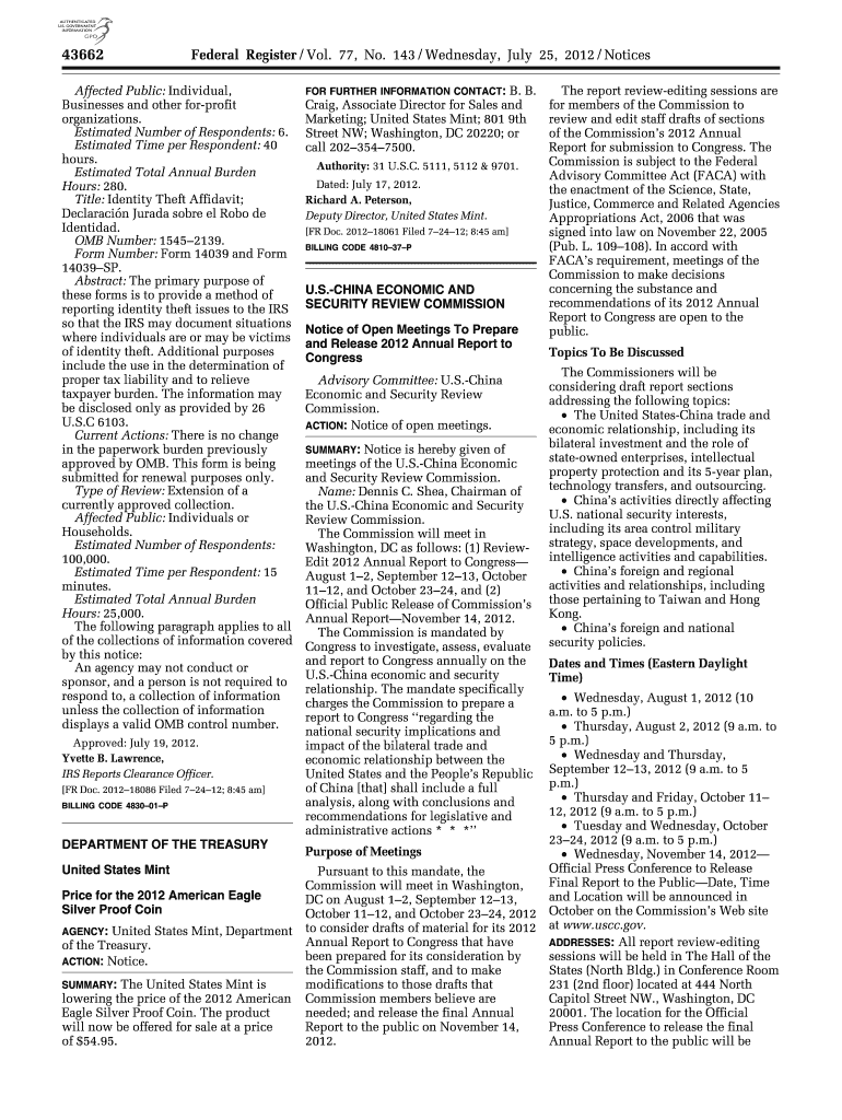 Fillable Online gpo Form Number Form 14039 and Form Fax Email Print ...