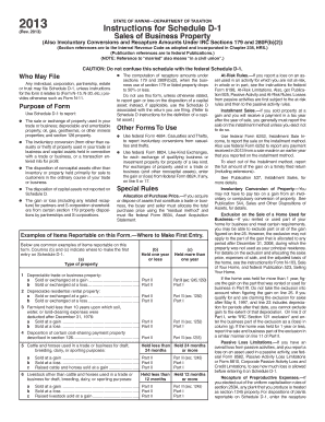Fillable Online Instructions for Schedule D-1, Rev 2013 Fax Email Print ...