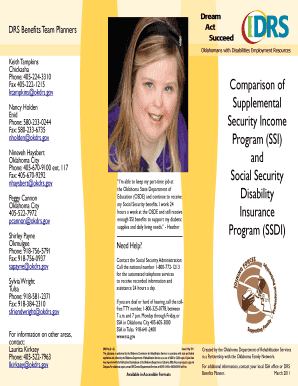 Fillable Online SSI and SSDI Comparision - Standard Print Fax Email ...