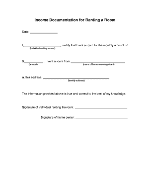 Fillable Online aim ca Income Documentation for Renting a Room - aim ca ...