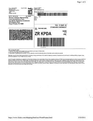Fillable Online pbadupws nrc Fed Ex Label. - pbadupws nrc Fax Email ...