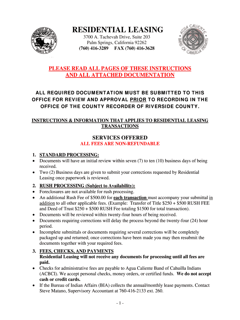 Fillable Online bia Residential Leasing Public Processing Instructions Fax Email Print - pdfFiller