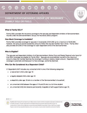 Fillable Online benefits va FAMILY SERVICEMEMBER'S GROUP LIFE INSURANCE ...