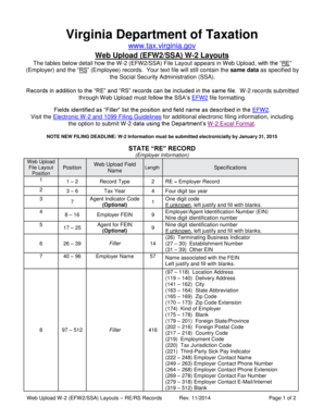 Fillable Online tax virginia Employer W-2 and 1099 Electronic Filing ...