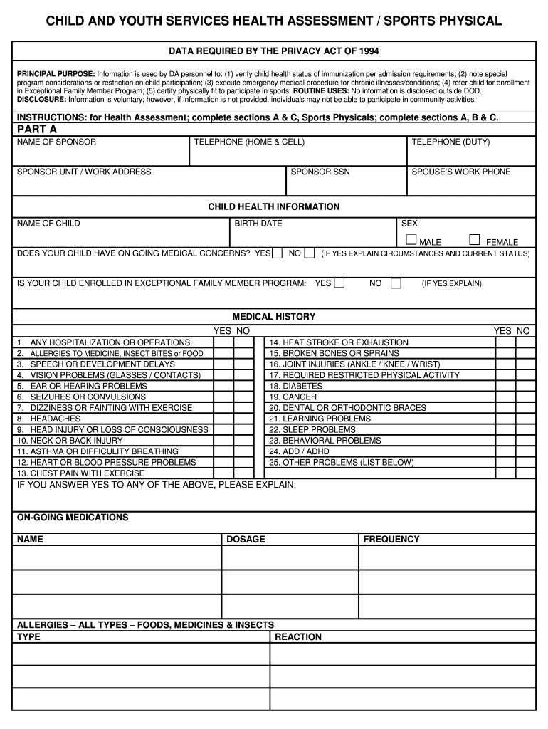Cys Health Assessment Form - Fill and Sign Printable Template Online ...