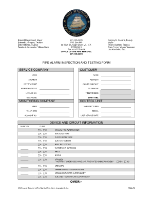 Fillable Online FIRE ALARM INSPECTION AND TESTING FORM SERVICE ... Fax ...