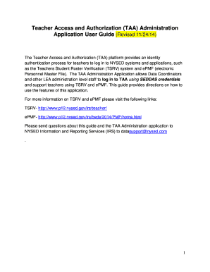 Fillable Online p12 nysed (TAA) Administration Application User Guide ...
