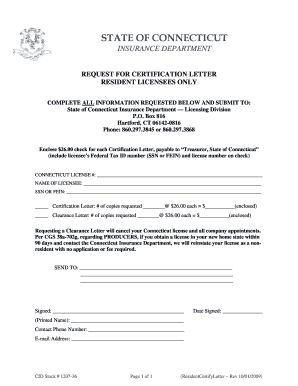 Fillable Online ct REQUEST FOR CERTIFICATION LETTER - ct Fax Email ...