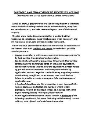 Fillable Online Landlord and tenant guide to successful leasing Fax ...