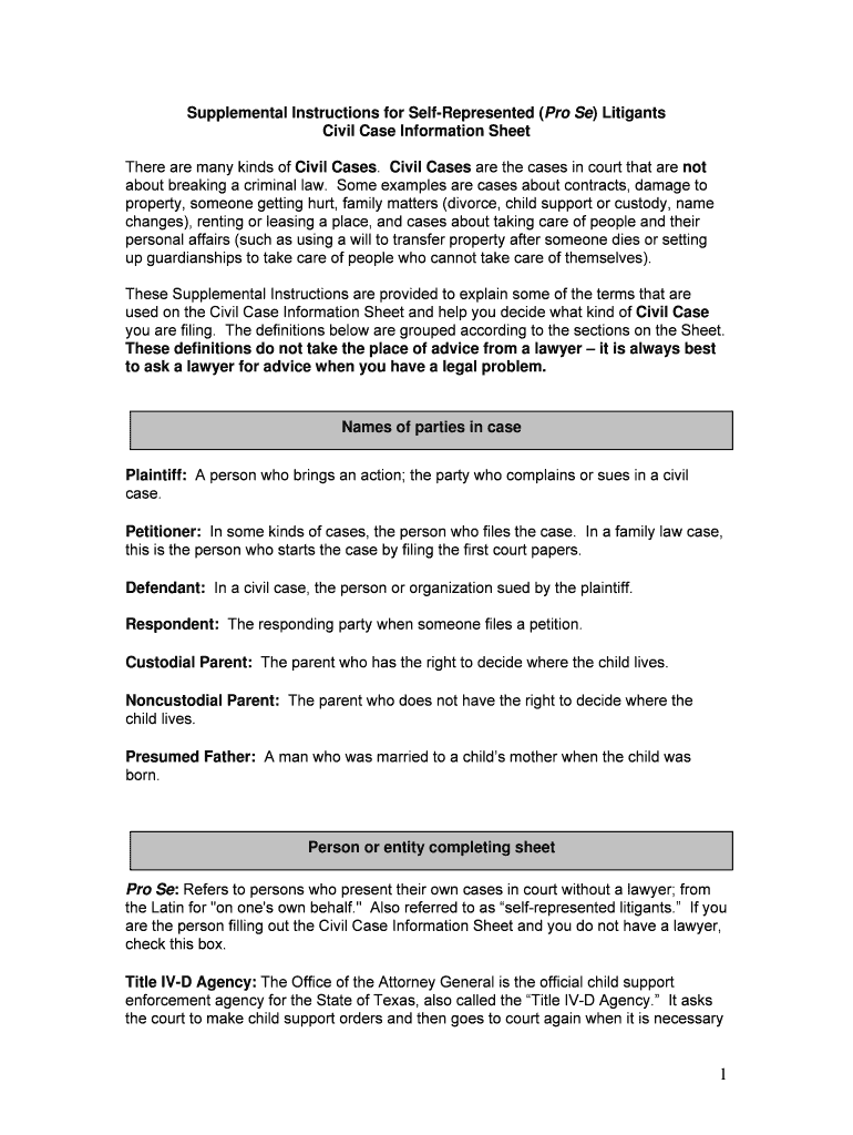 Fillable Online collincountytexas Supplemental Instructions for Self ...