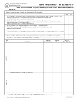 Fillable Online Iowa Inheritance Tax Schedule F 60-006 Fax Email Print ...