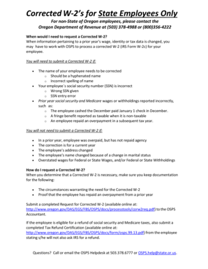 Fillable Online oregon Corrected W-2 - oregon Fax Email Print - pdfFiller