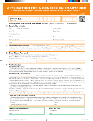 Fillable Online application for A CONCESSIOn smartrider Fax Email Print ...