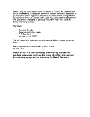 Fillable Online eforms alacourt Certificate of Divorce Fax Email Print ...