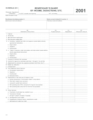 Fillable Online revenue wi 2001 I-021 Schedule 2K-1, Beneficiary's ...