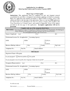 Fillable Online Application for BIPP Accreditation Fax Email Print ...