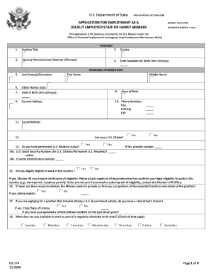 Fillable Online photos state Vacancy Announcement Number (if known ...