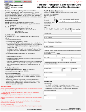 Fillable Online student qut edu Tertiary Transport Concession Card ...