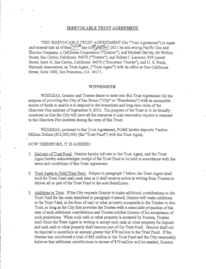 Fillable Online sanbruno ca IRREVOCABLE TRUST AGREEMENT THIS IRREVOCAEL ...