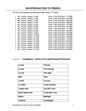Fillable Online files peacecorps AN INTRODUCTION TO FRENCH Fax Email ...