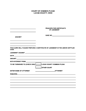 Fillable Online Praecipe for Certificate of Judgment Fax Email Print ...