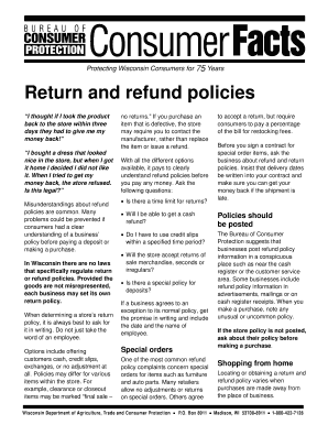 Fillable Online datcp wi Return and Refund Policies - datcp wi Fax ...