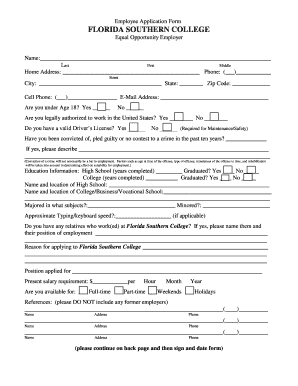 Fillable Online flsouthern Employment Application and Disclosure form ...