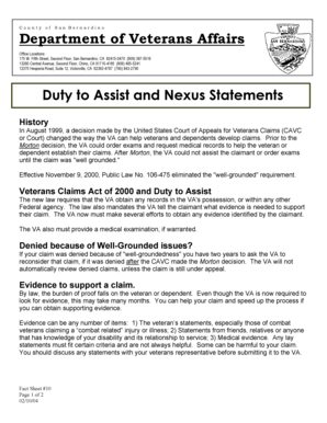 Fillable Online hss sbcounty Department of Veterans Affairs Duty to ...