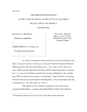 Fillable Online courts ca Transfer Disclosure Statement - California Courts - State of ...