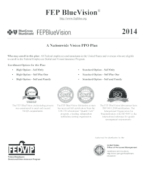 Fillable Online opm FEP BlueVision 2014 - opm Fax Email Print - pdfFiller