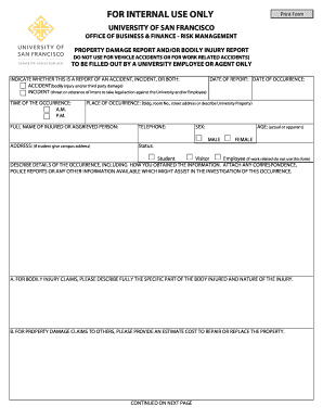Fillable Online usfca Claim form - University of San Francisco - usfca ...