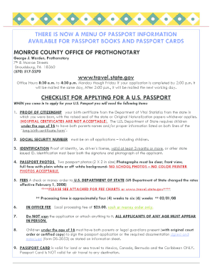 Fillable Online Checklist and Department of State Information (PDF ...