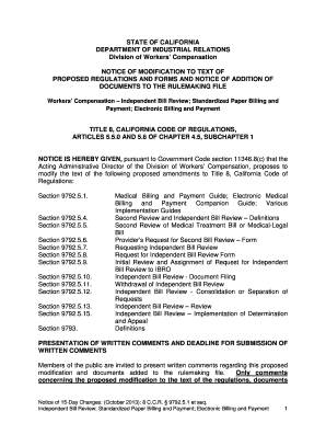 Fillable Online dir ca NOTICE OF MODIFICATION TO TEXT OF Fax Email ...