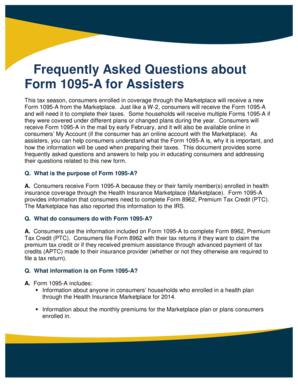 Fillable Online Frequently Asked Questions about Form 1095-A for ...
