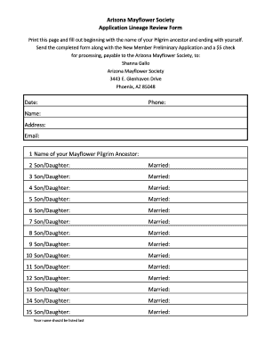 Fillable Online arizonamayflowersociety Arizona Mayflower Lineage ...